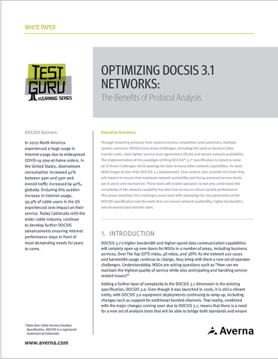 Download - Optimizing DOCSIS 3.1 Networks: The Benefits of Protocol Analysis - Averna